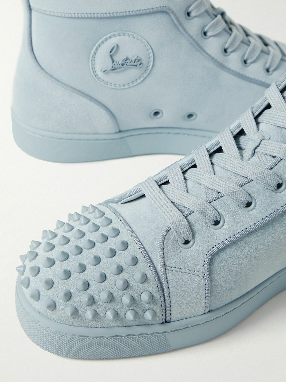 Christian Louboutin - Lou Spikes Orlato Suede High-Top Sneakers - Blue ...