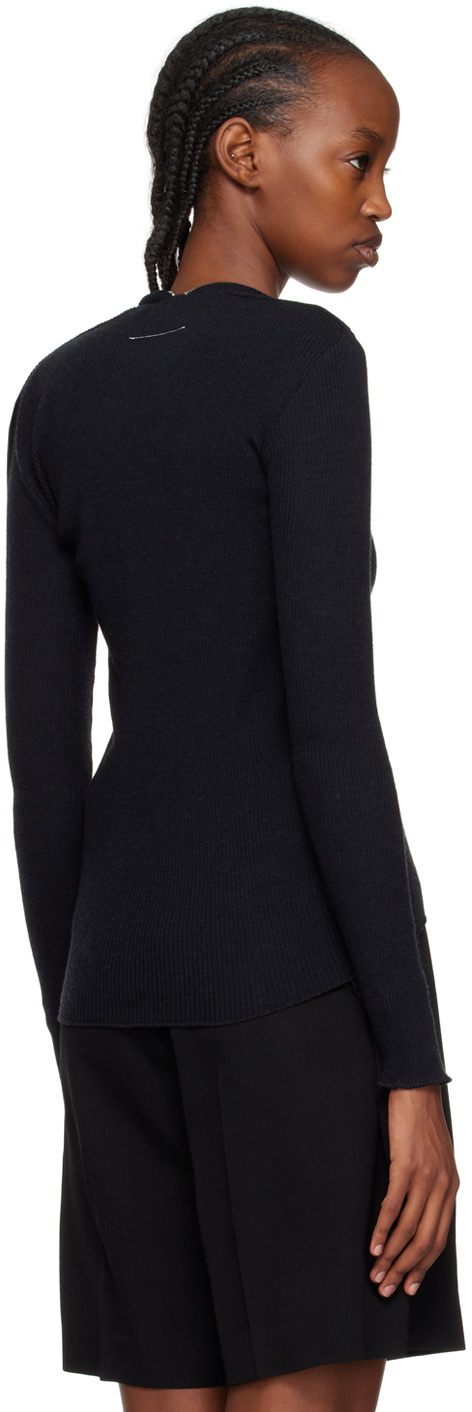 MM6 Maison Margiela Black Zip-Up Sweater MM6 Maison Margiela