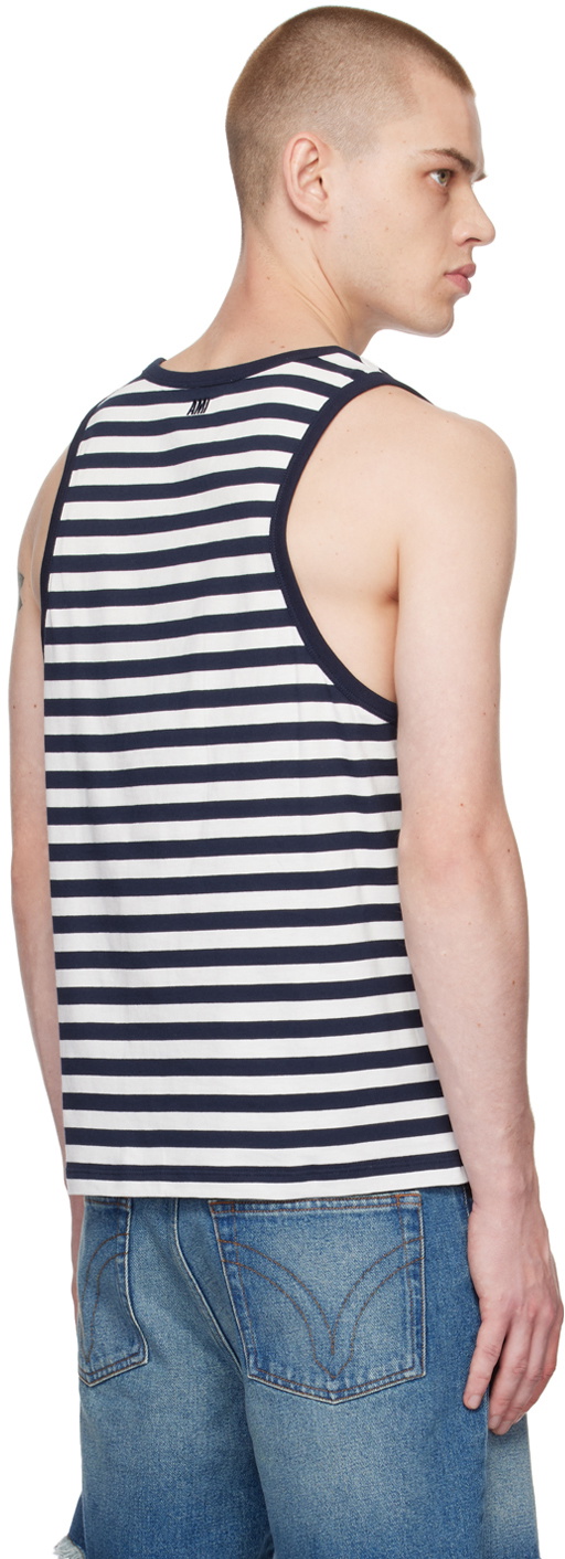 AMI Paris Navy Striped Tank Top AMI