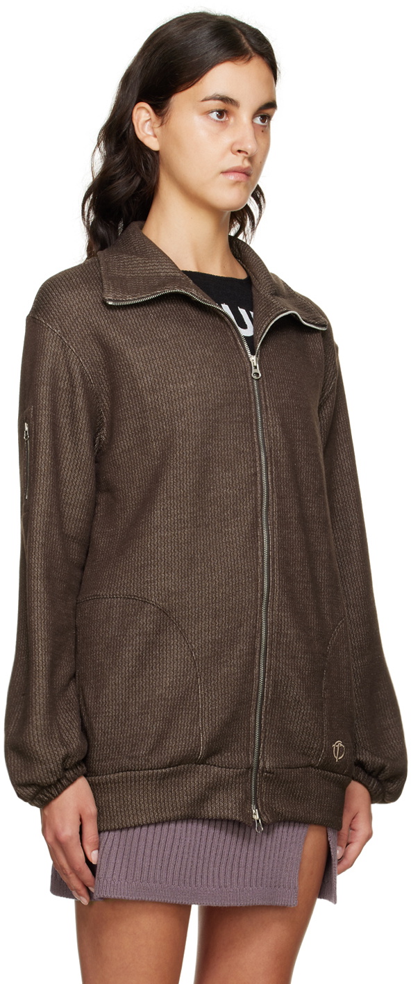 TheOpen Product Brown Track Zip-Up Sweater TheOpen Product
