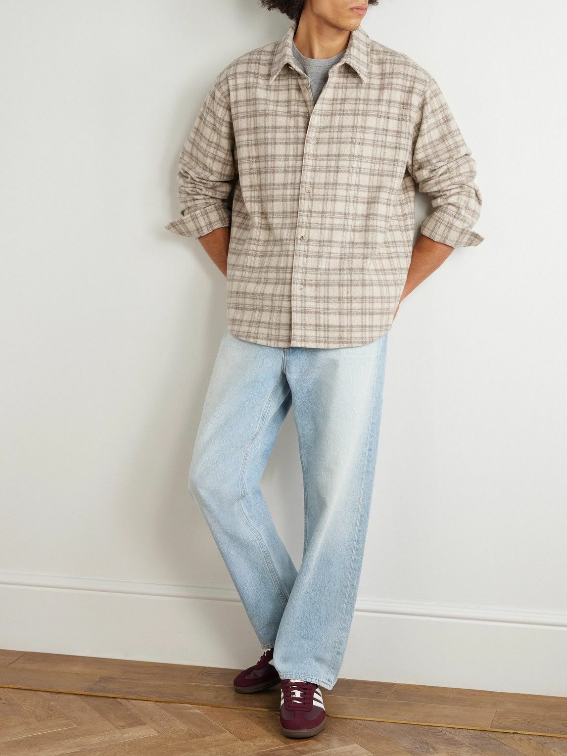 FRAME - Checked Wool-Blend Flannel Overshirt - Neutrals Frame Denim
