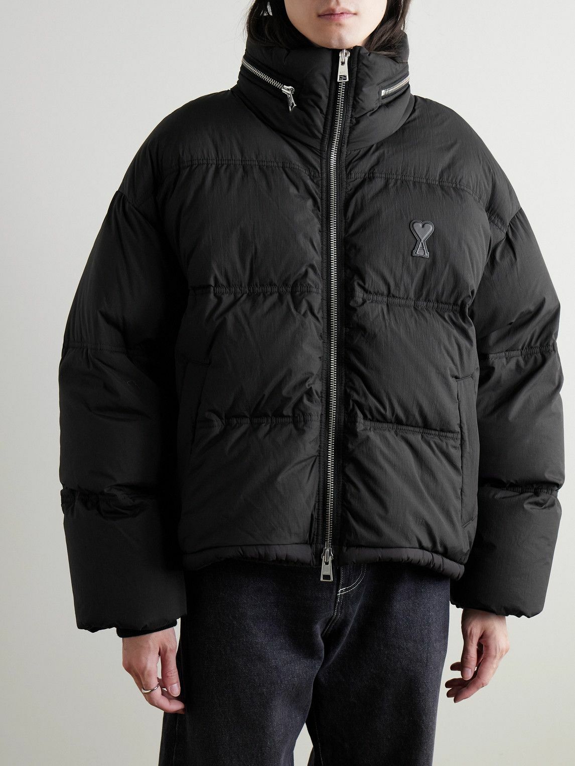 AMI PARIS - Logo-Appliquéd Quilted Shell Down Jacket - Black AMI