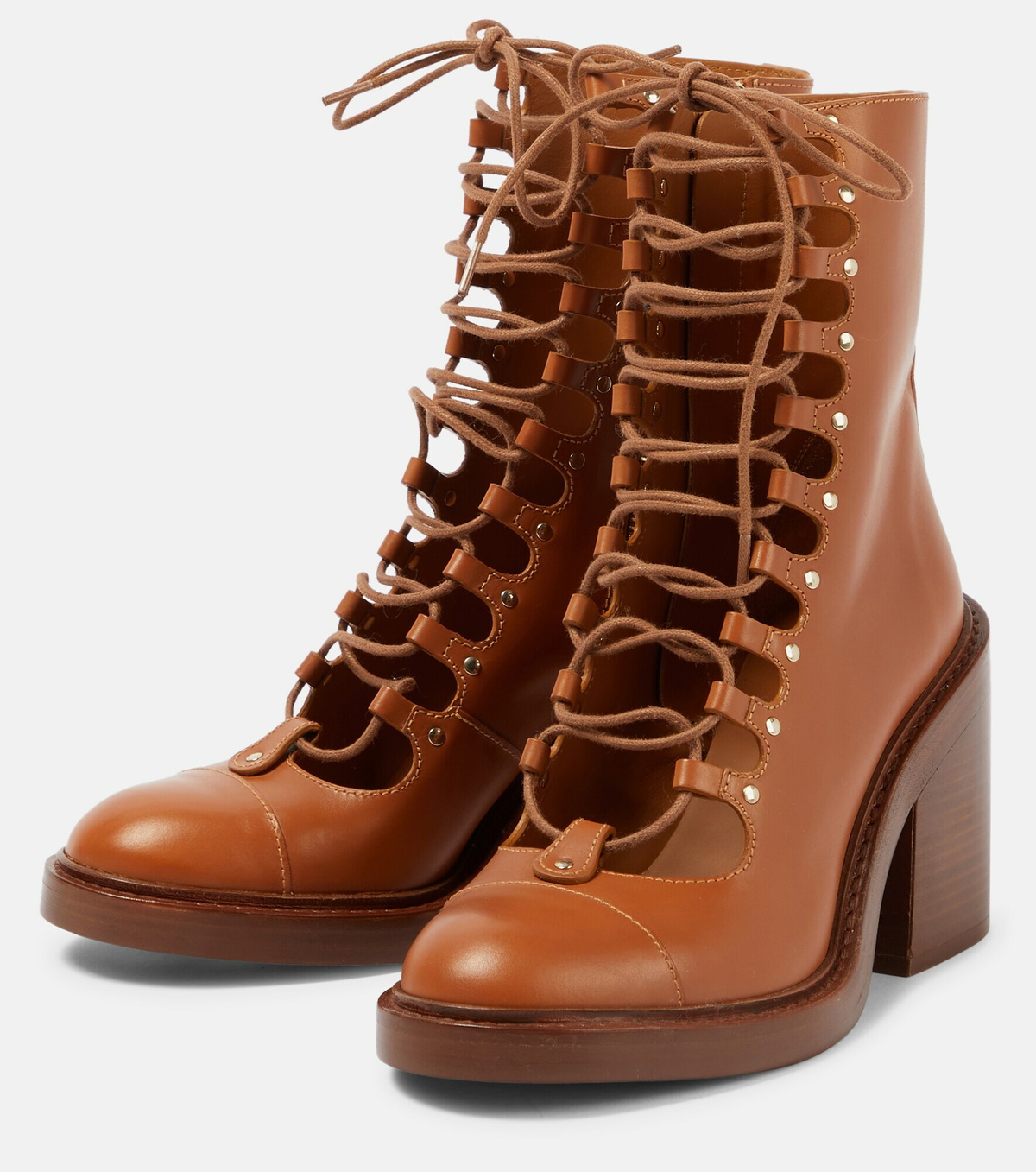 Chloe - Lace-up leather ankle boots Chloe