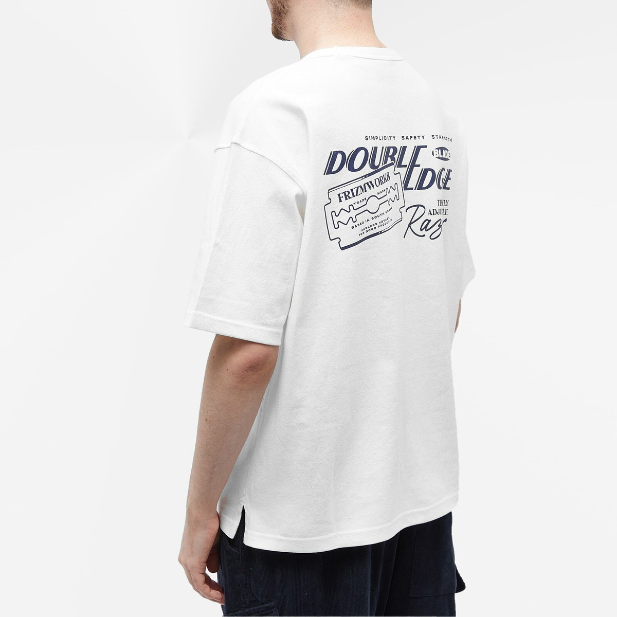FrizmWORKS Men's Razor Blade T-Shirt in White FrizmWORKS