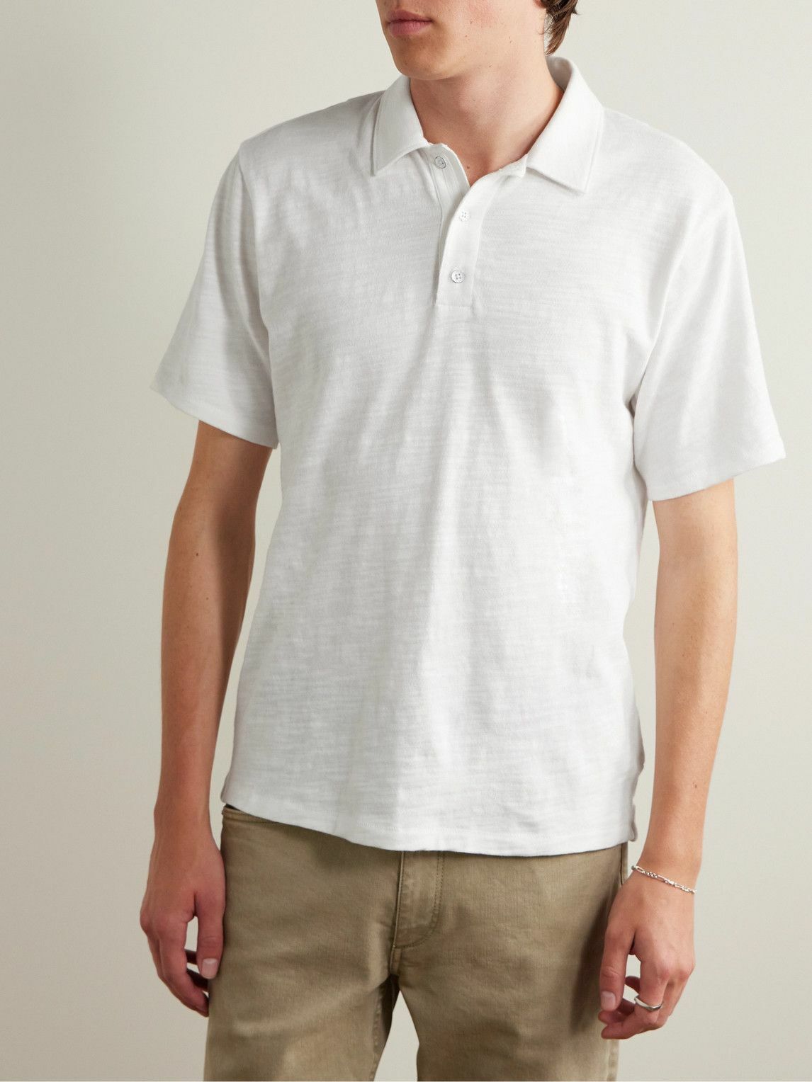 Rag & Bone - Classic Flame Slub Cotton Polo Shirt - White Rag and Bone