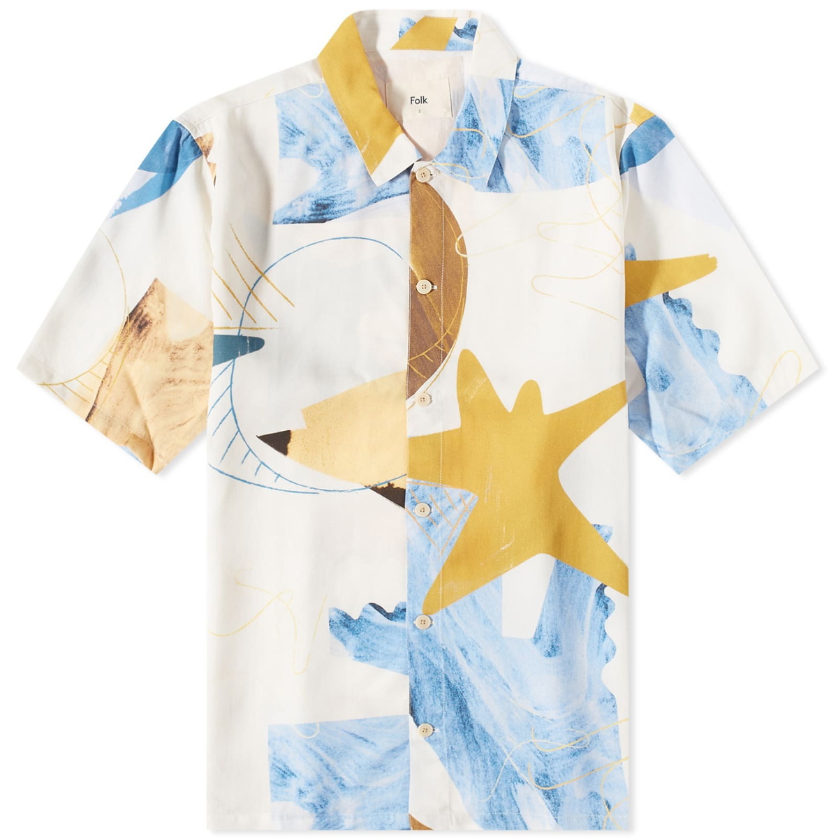 Folk Men's Void Print Gabe Shirt in Blue Folk