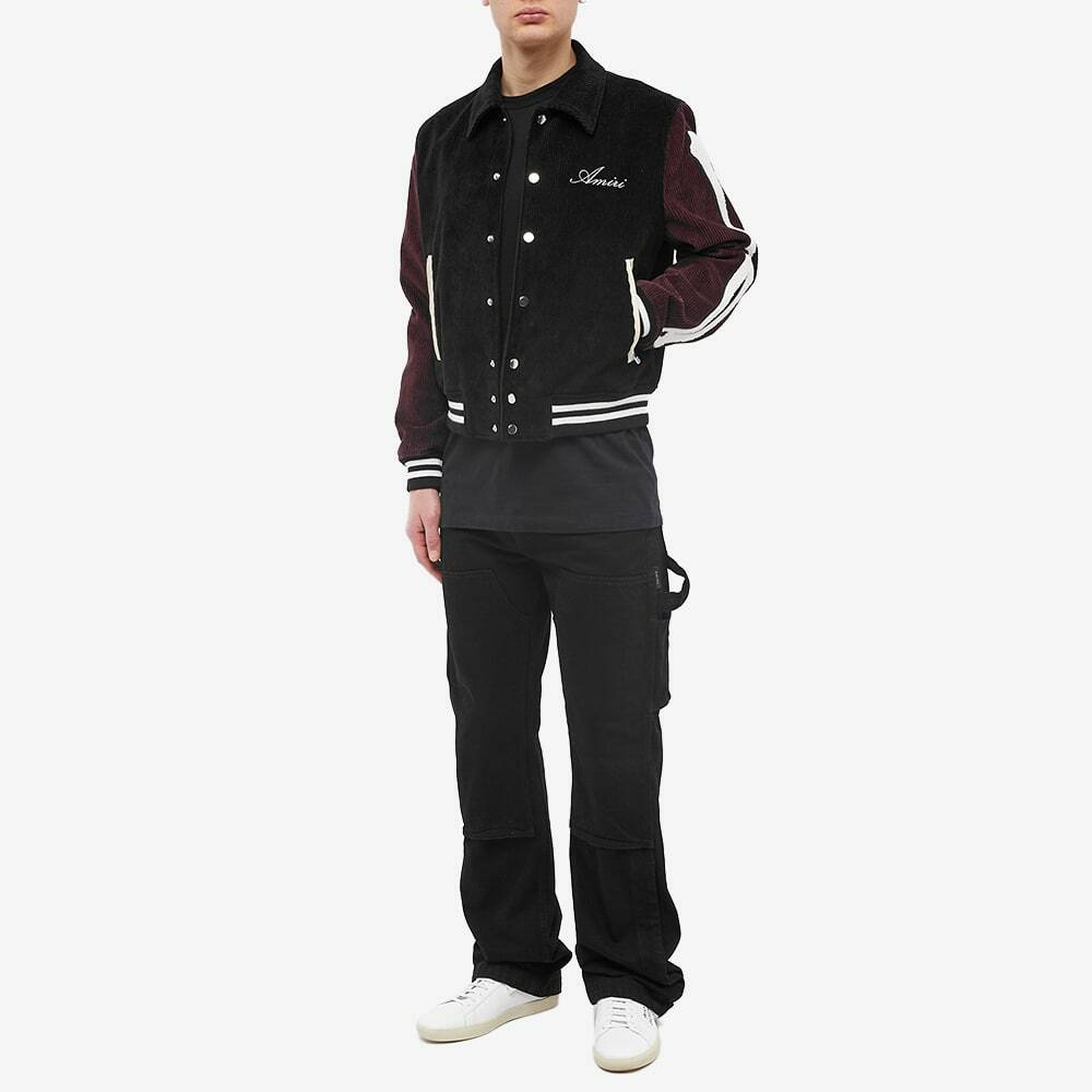 AMIRI Men's Corduroy Bones Varsity Jacket in Black/Burgundy Amiri