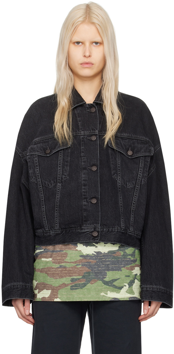 Acne Studios Black Cropped Denim Jacket Acne Studios