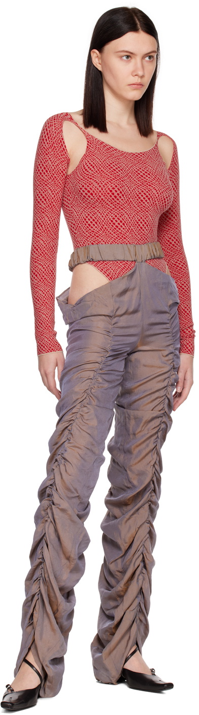 Rui Red & Beige Jacquard Bodysuit Rui