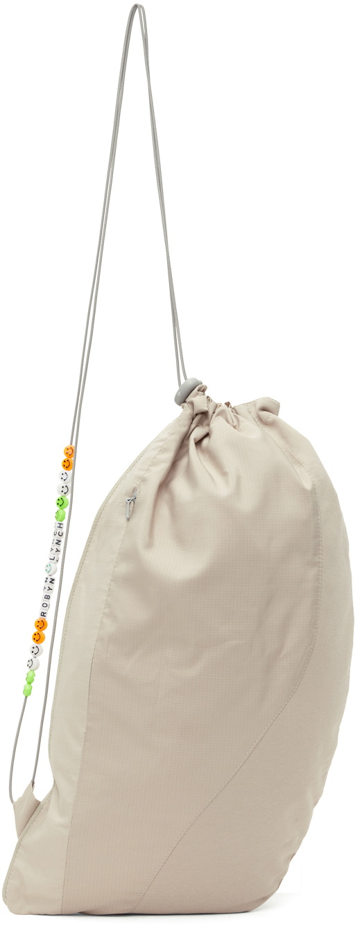 Robyn Lynch Beige Smiley Charm Drawstring Pouch Robyn Lynch