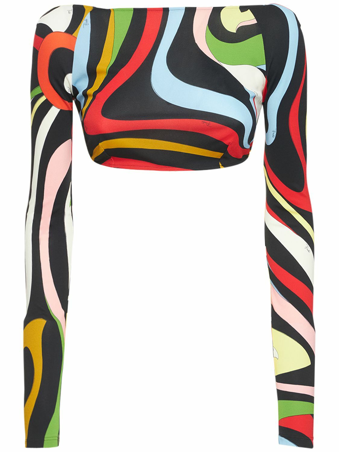 PUCCI Jersey Marmo Print Crop Top Emilio Pucci