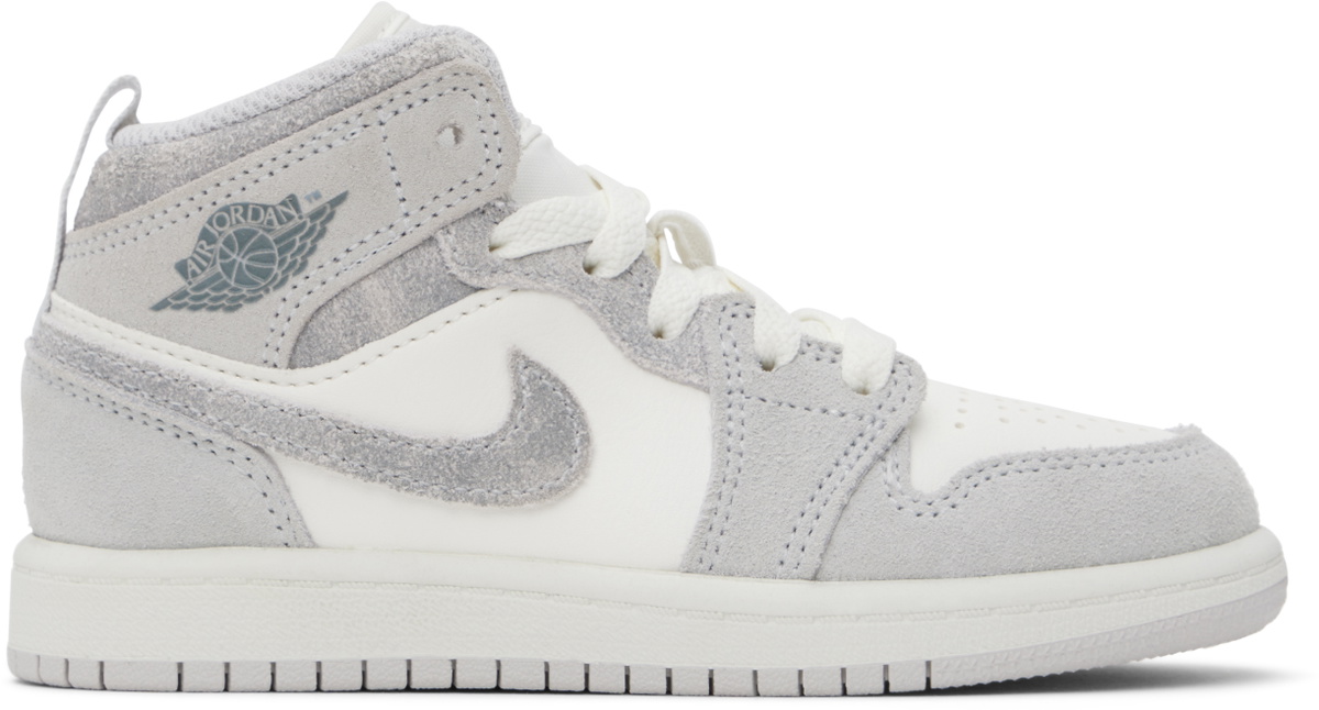 Nike Jordan Little Kids White & Gray Jordan 1 Mid SE Sneakers Nike ...