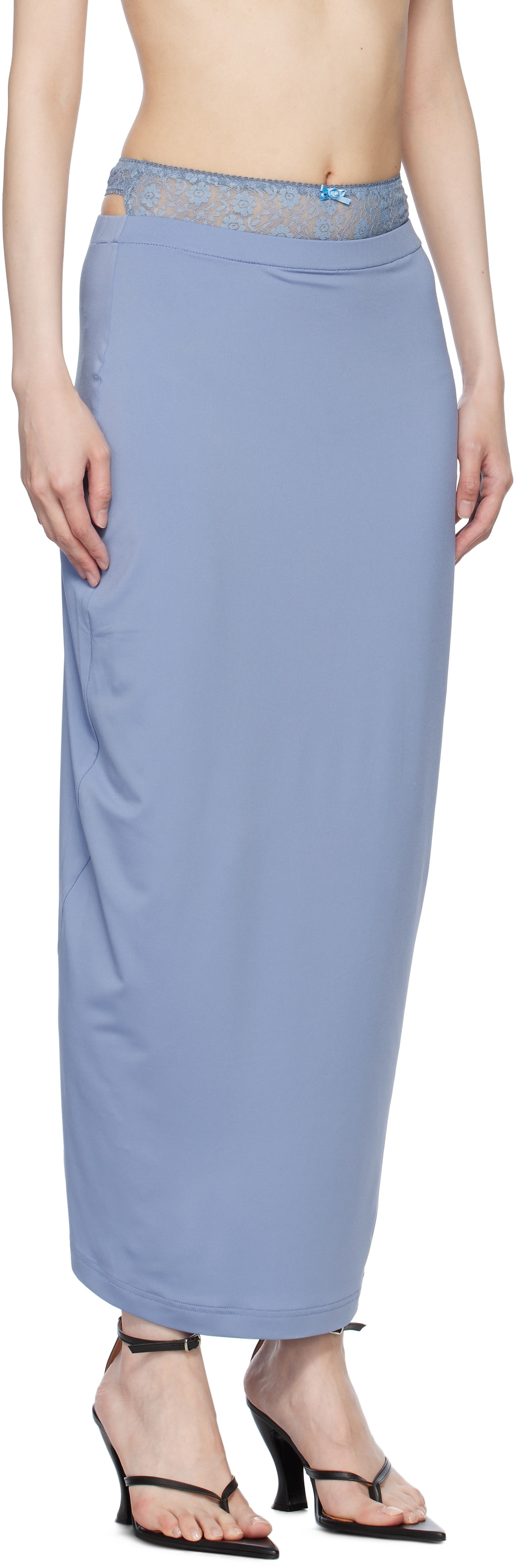 Pushbutton Blue Lace Layered Maxi Skirt Pushbutton