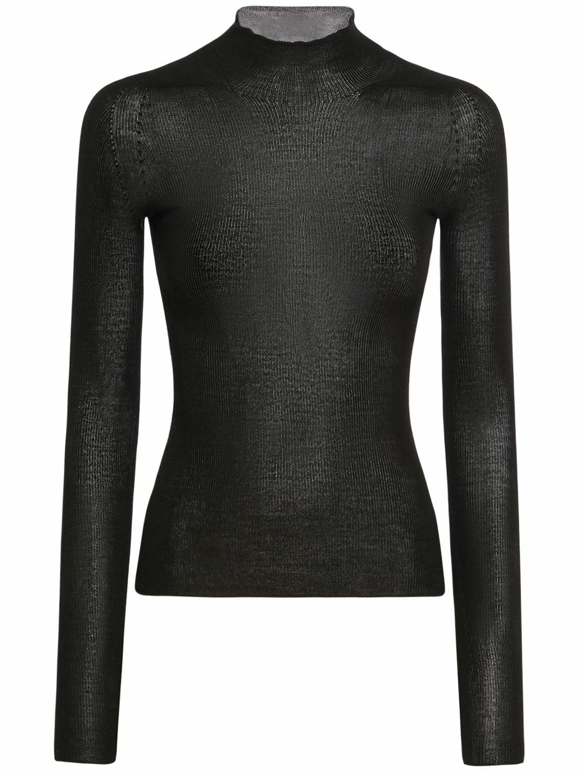 VERSACE - Seamless Rib Knit Turtleneck Sweater Versace