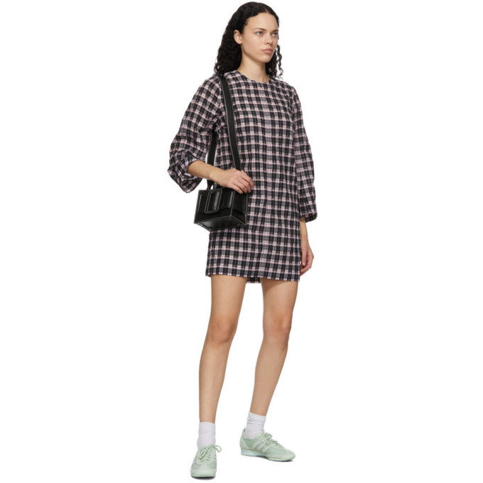 GANNI Pink Seersucker Check Dress GANNI