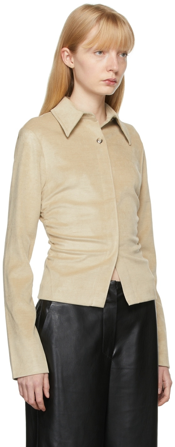 Nanushka Beige Velvet Shado Shirt Nanushka