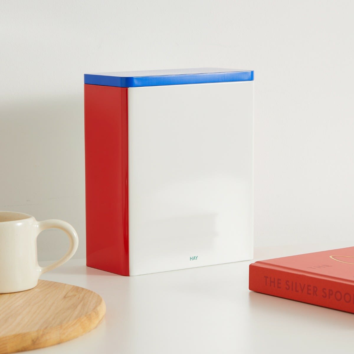HAY Tin Container - X-Large in Off-White/Blue/Red HAY