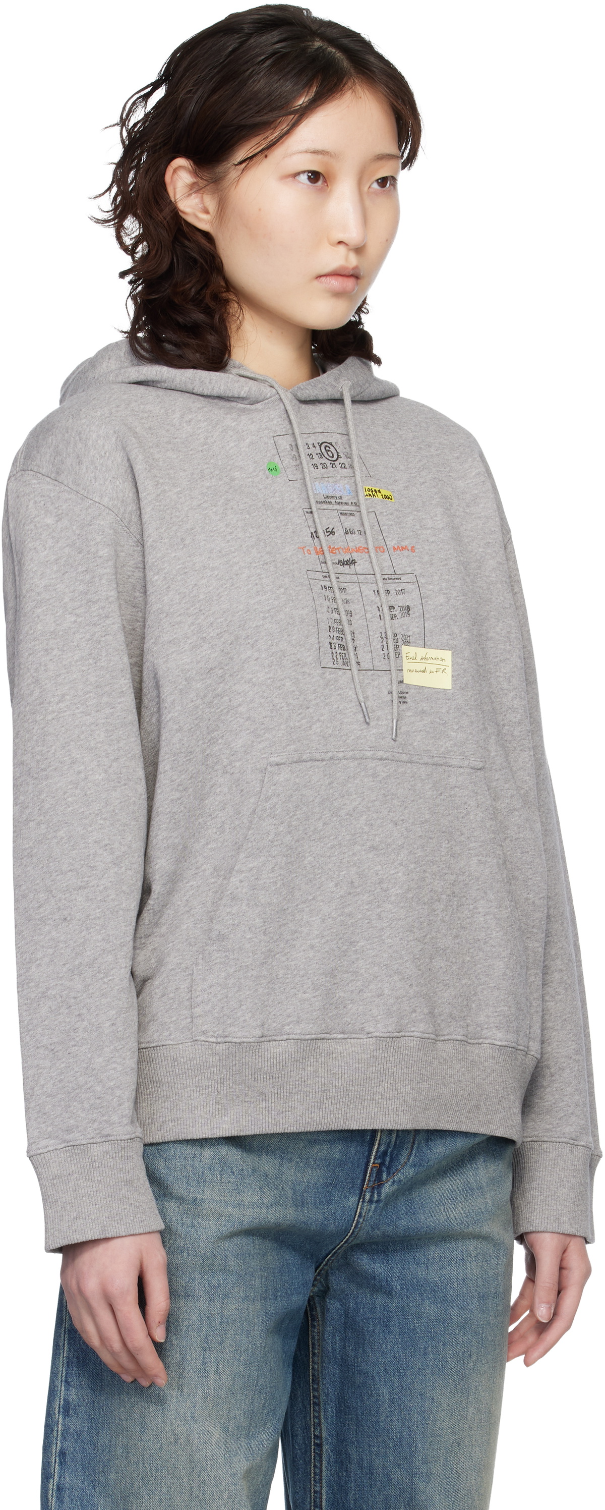 MM6 Maison Margiela Gray Unbrushed Cotton Hoodie MM6 Maison Margiela