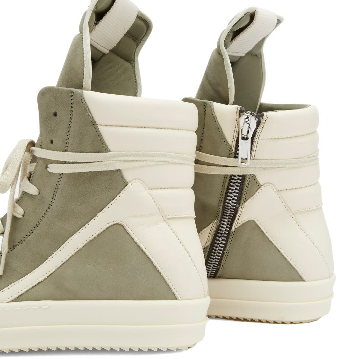 Rick Owens Men's Leather and Nubuck Geobasket Sneakers in Celadon/Milk ...