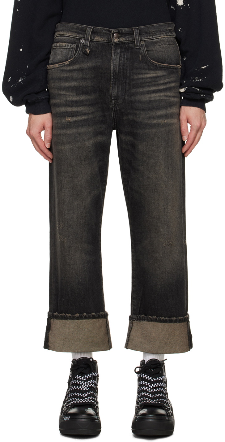 R13 Black Cuffed X-Boyfriend Jeans R13