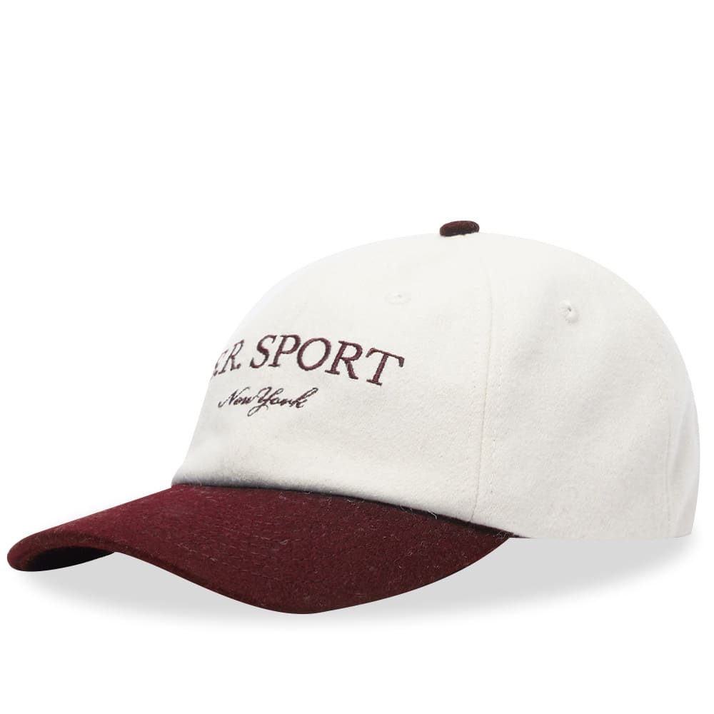 Sporty & Rich SR Sport Wool Cap in Ecru/Merlot Sporty & Rich