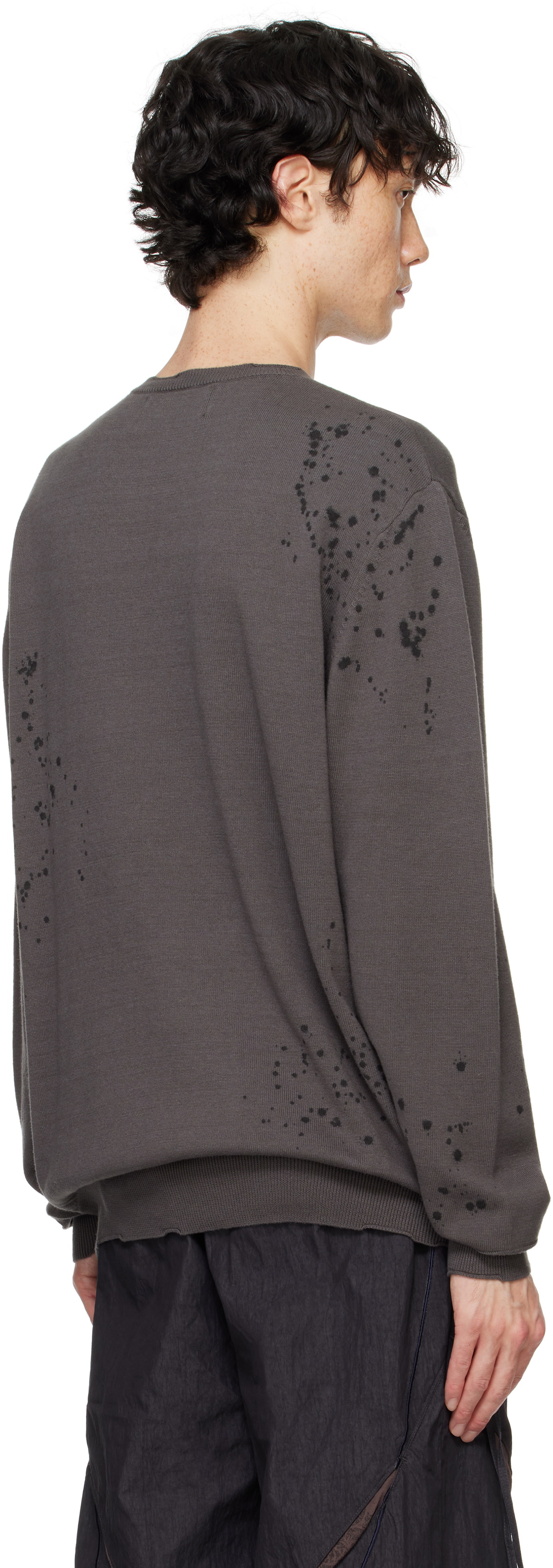 Professor.E Gray Tainted Knit Sweater Professor.E