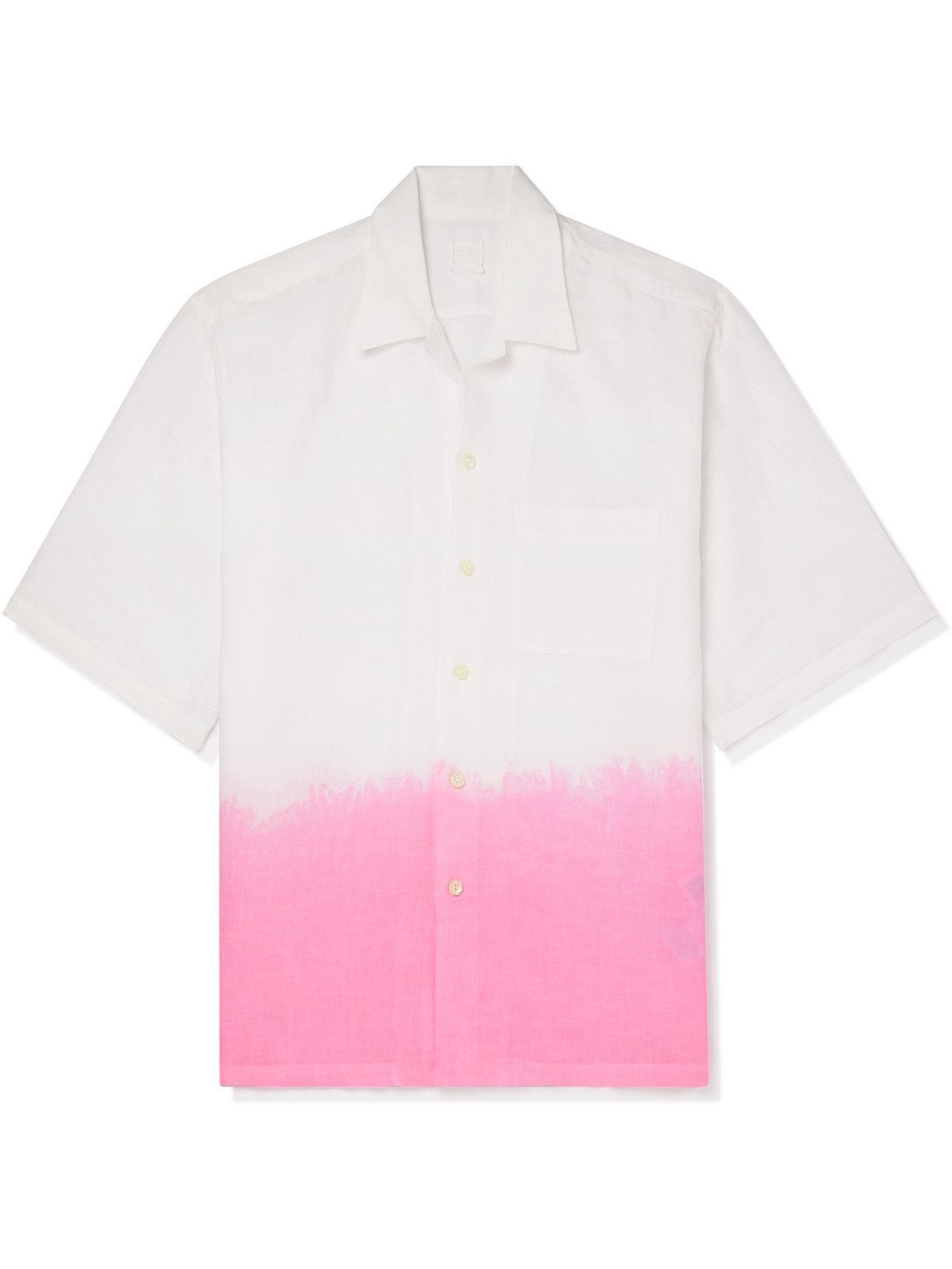 120% - Camp-Collar Dip-Dyed Linen Shirt - Pink 120%