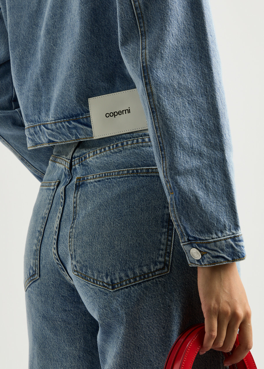 Coperni Cropped Denim Jacket Light Blue Coperni