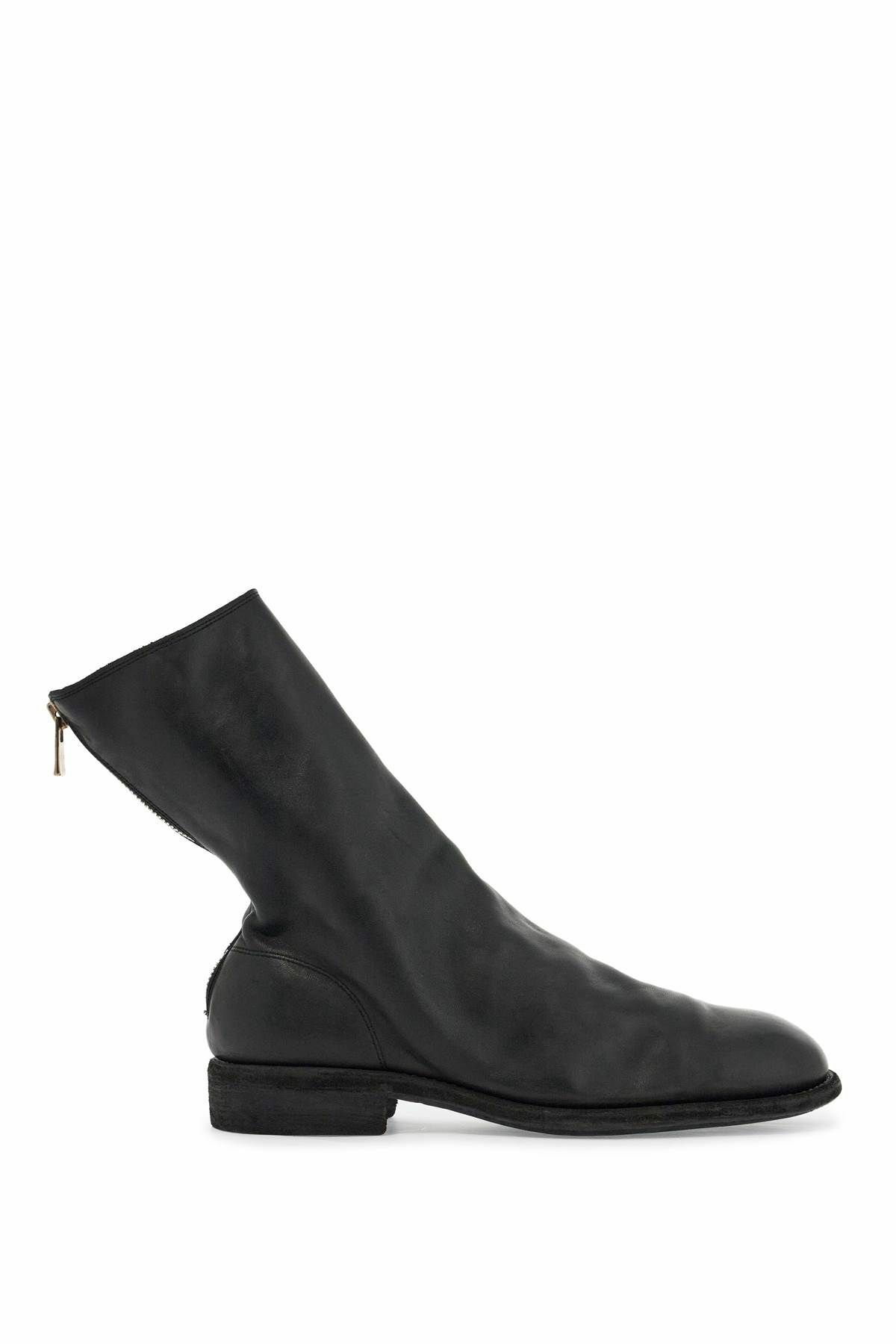 GUIDI black leather boots with zip and leather sole Black Guidi