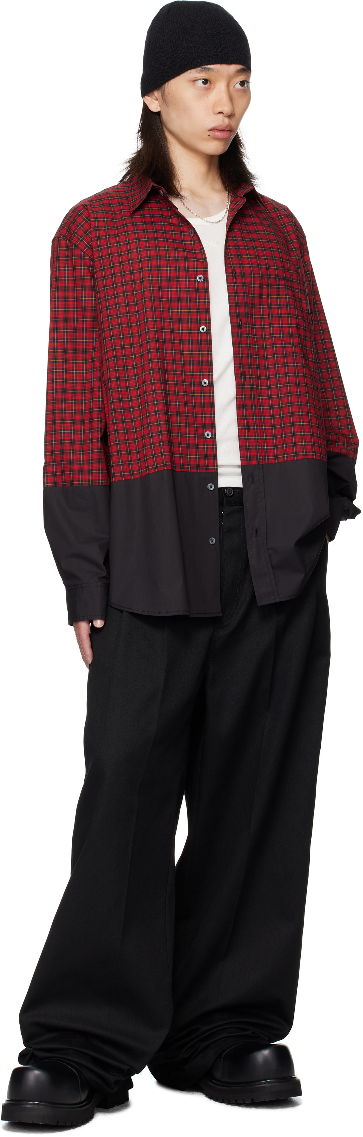 VETEMENTS Red & Black Splitted Shirt Vetements