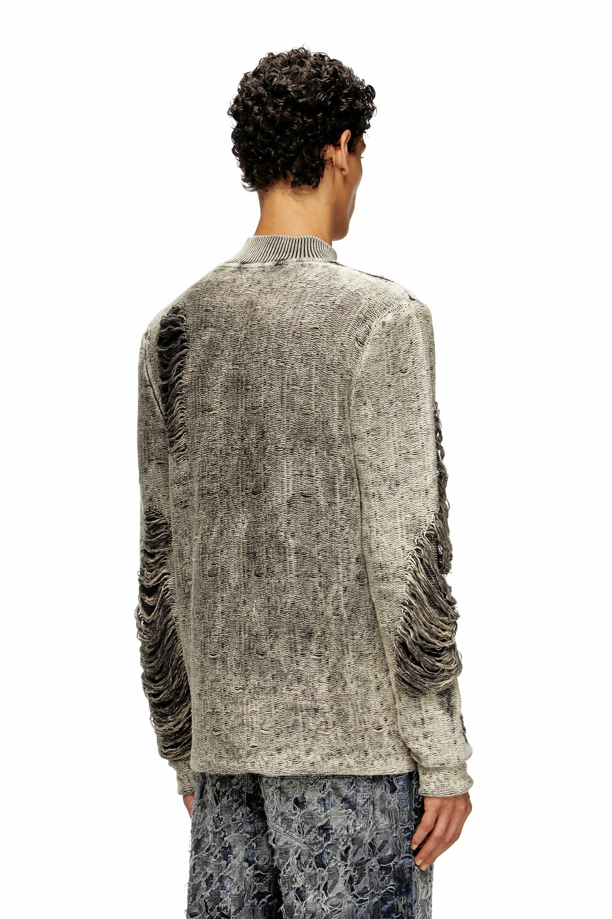 Diesel Destroyed jumper with floating yarns - Knitwear Mens in Grey Diesel