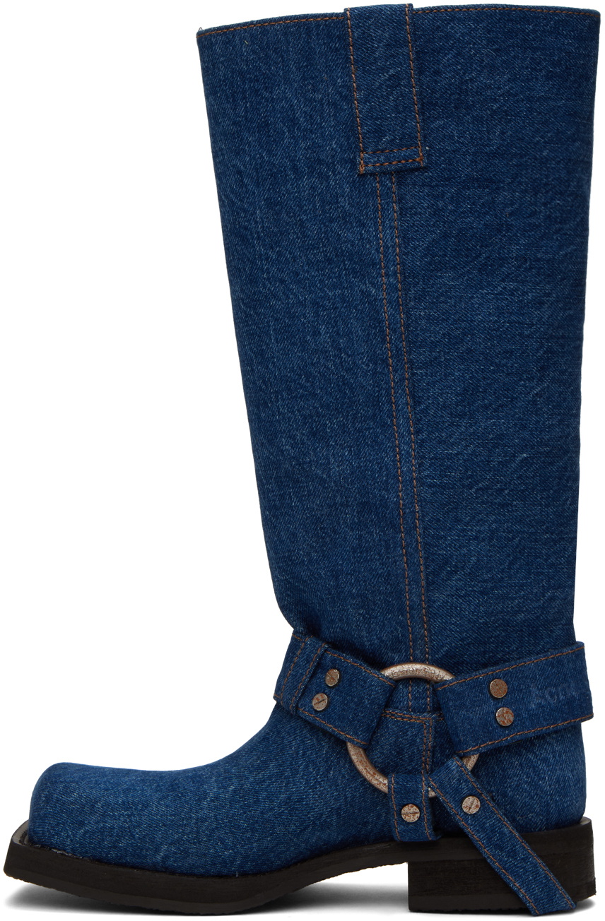 Acne Studios Blue Buckle Denim Boots Acne Studios