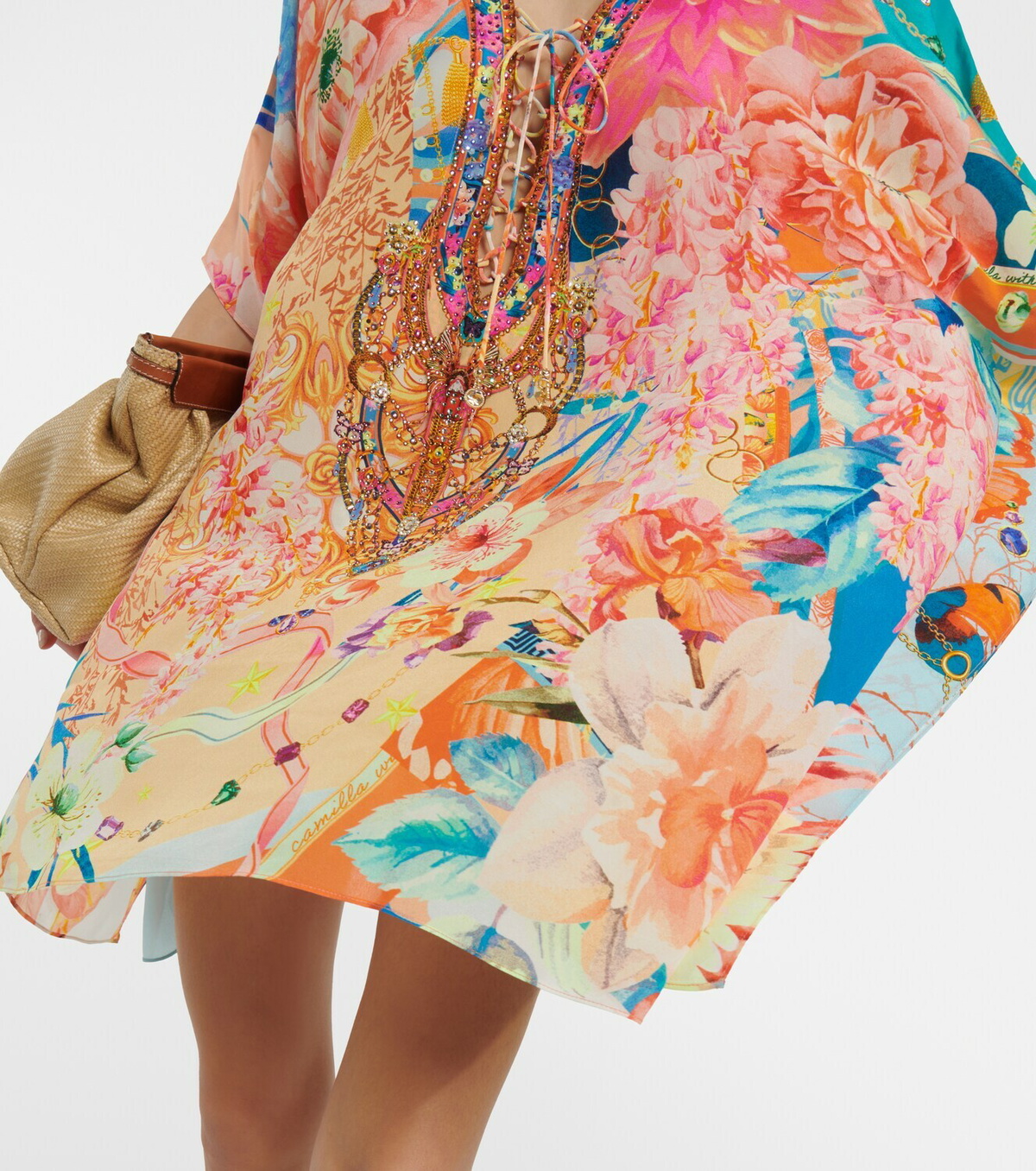 Camilla Floral embellished silk kaftan Camilla