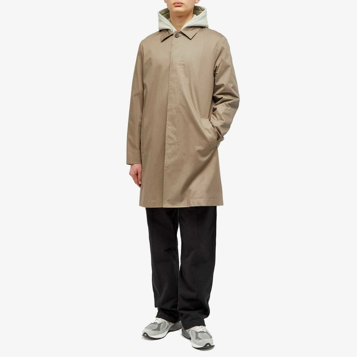 Sunspel Men's Mac Coat in Dark Stone Sunspel