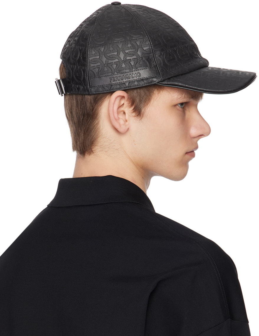 Ferragamo Black Leather Cap Salvatore Ferragamo