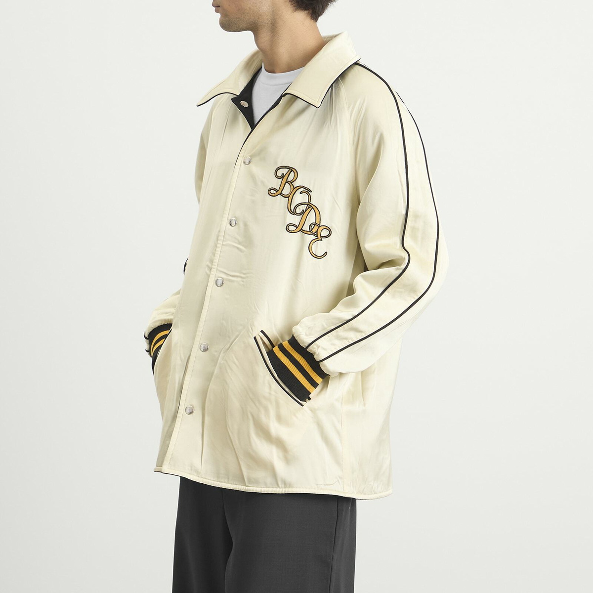 Bode Men's Monogram Snap Reversible Jacket in Black Bode