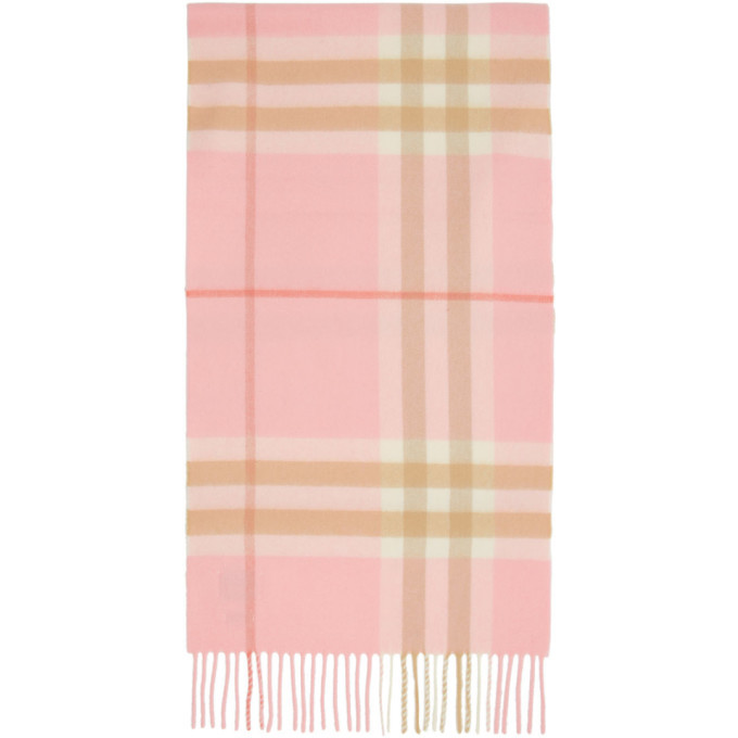 Burberry Pink Cashmere Giant Check Scarf Burberry