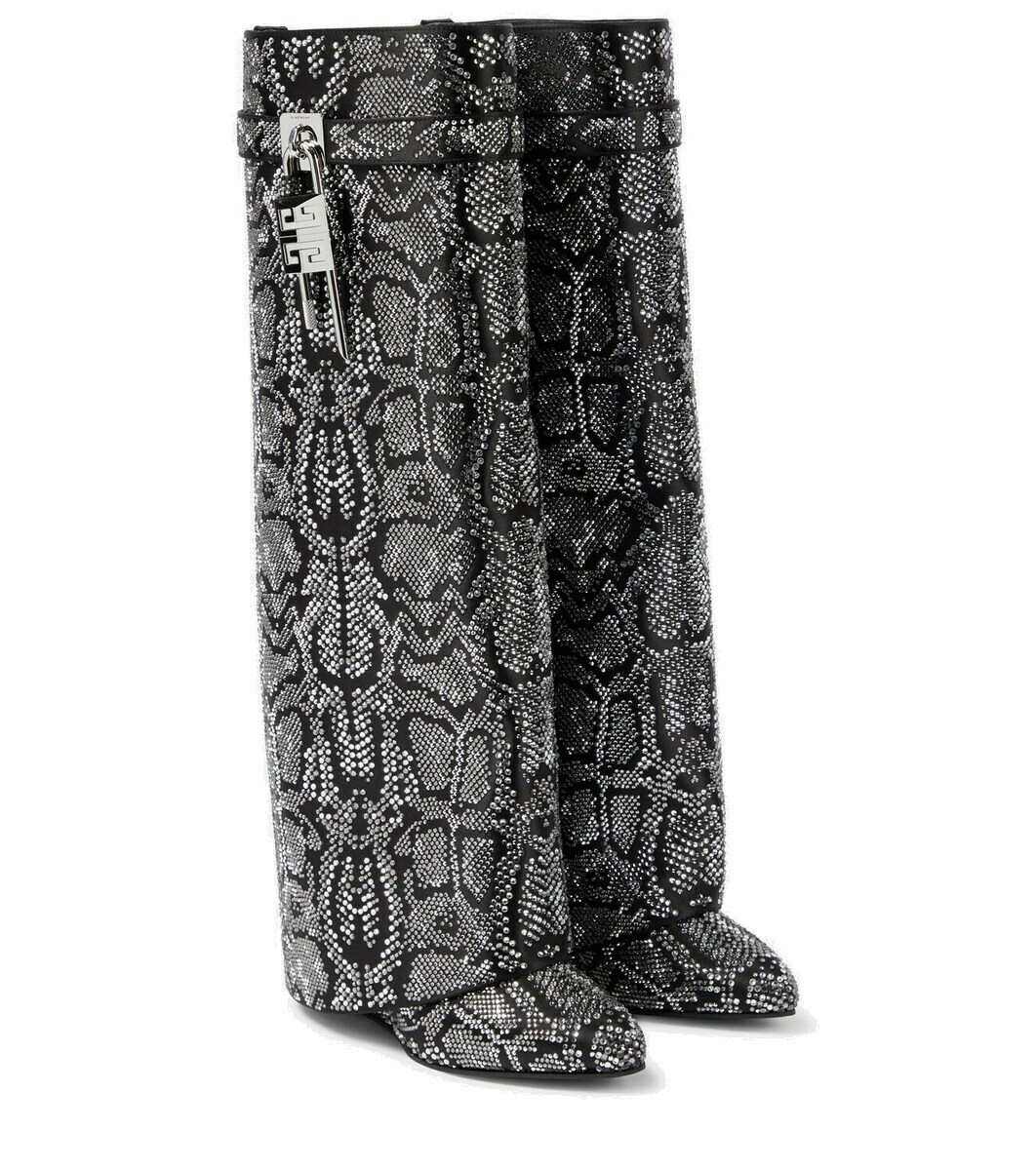 Givenchy Shark Lock snake-effect knee-high boots Givenchy