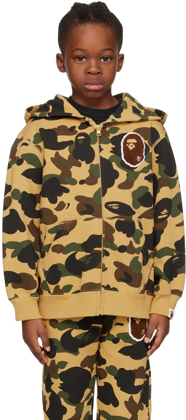 BAPE Kids Yellow Ape Head Patched Hoodie A Bathing Ape