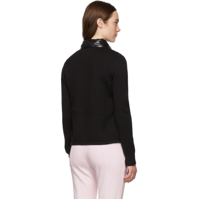 Moncler Black Down and Wool High Neck Jacket Moncler