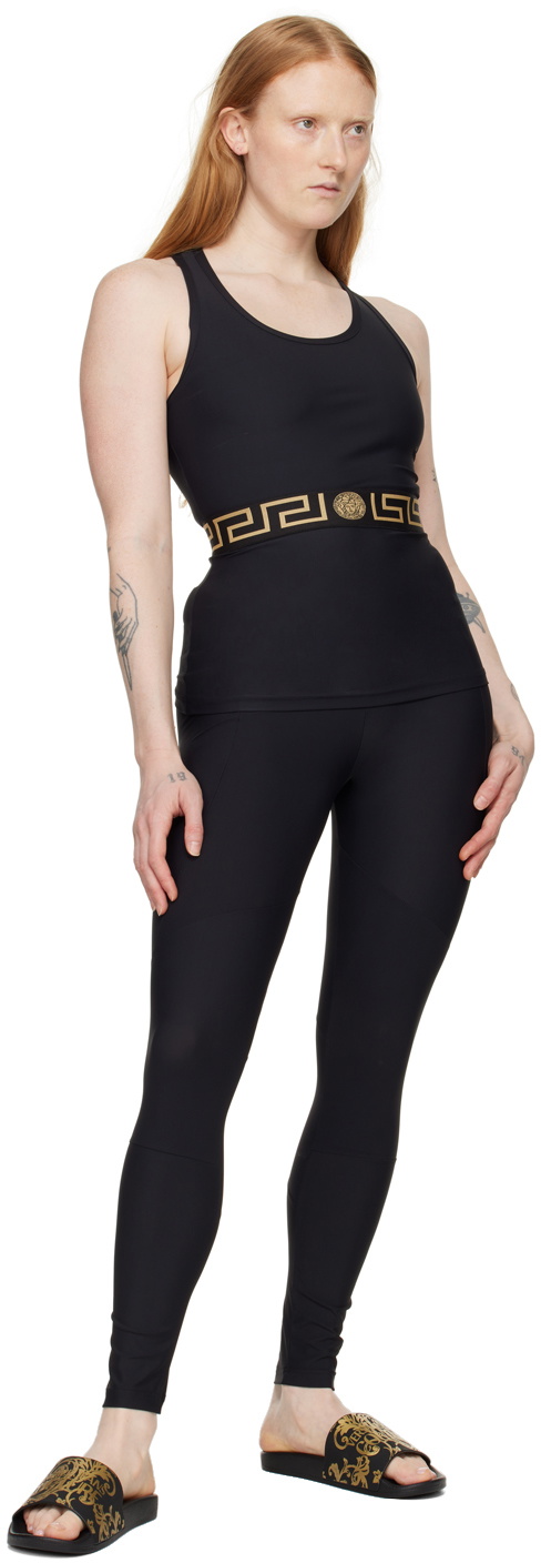 Versace Underwear Black Greca Border Leggings Versace Underwear