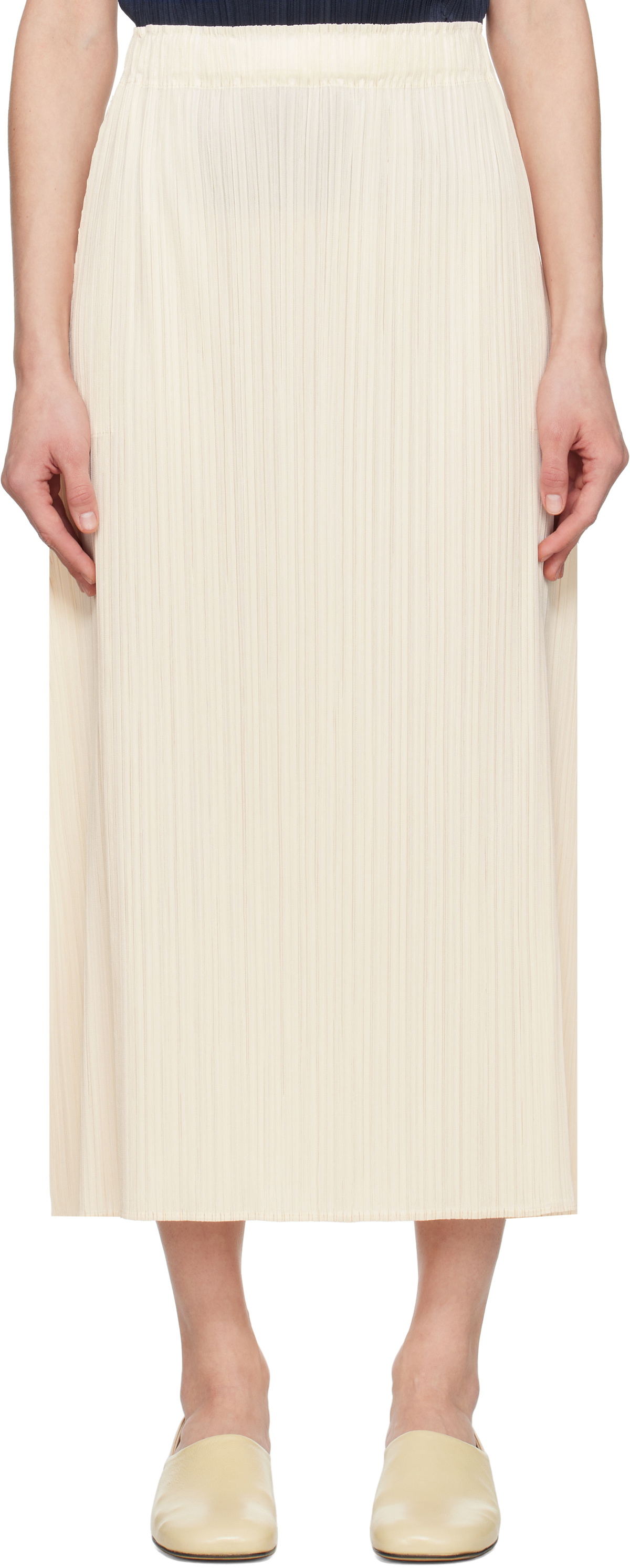 PLEATS PLEASE ISSEY MIYAKE Off-White Monthly Colors December Maxi Skirt ...