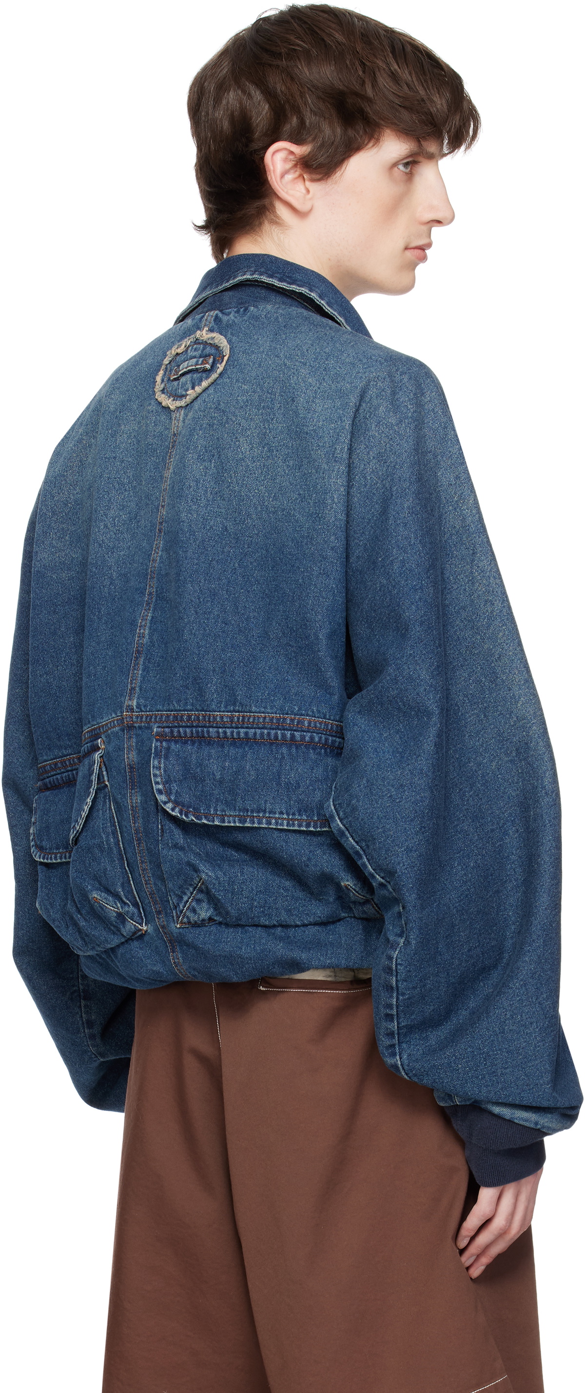 Edward Cuming Blue Bottom Heavy Denim Bomber Jacket Edward Cuming