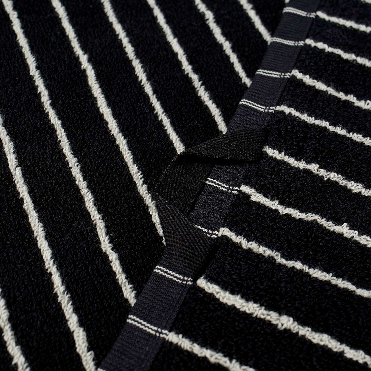 Tekla Fabrics Organic Terry Hand Towel in Black Stripes Tekla Fabrics