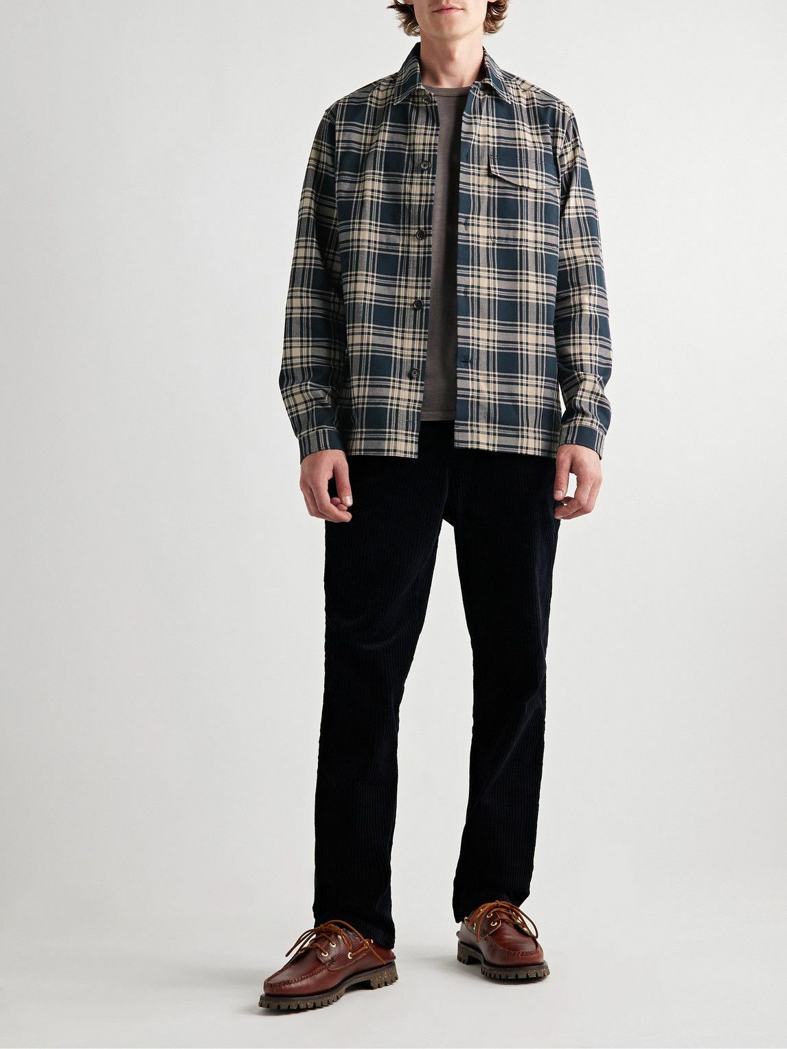 Oliver Spencer - Avery Checked Cotton-Flannel Overshirt - Blue Oliver ...