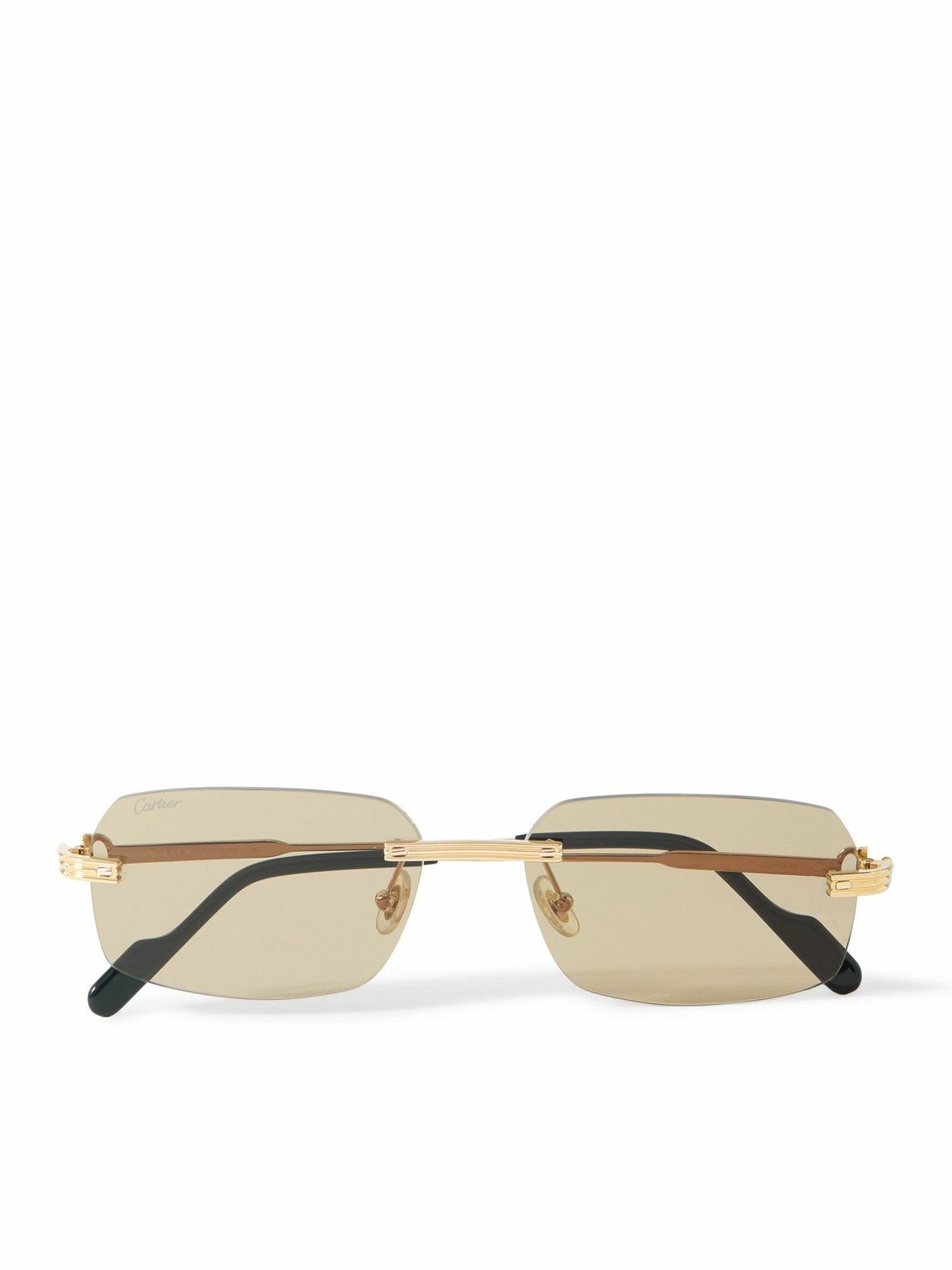 Cartier Eyewear - Rimless Rectangular-Frame Gold-Tone Sunglasses Cartier