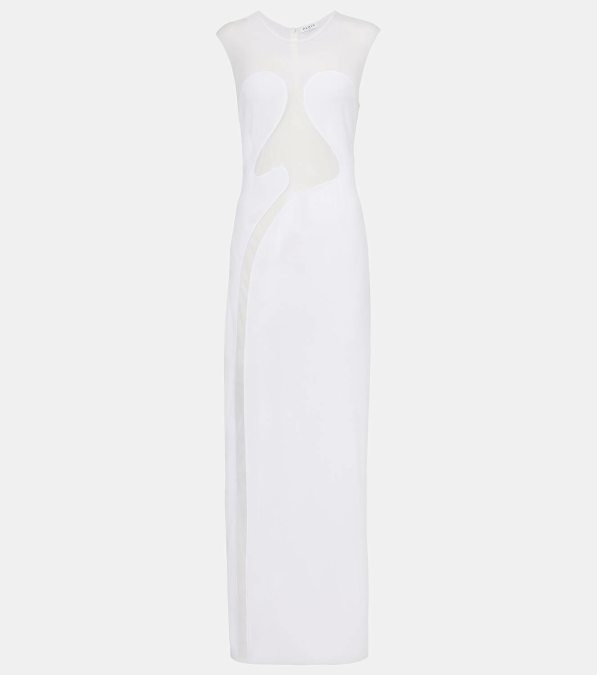 Alaïa Mesh-trimmed maxi dress ALAÏA