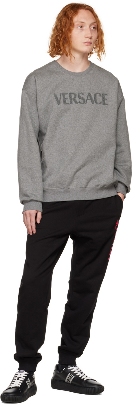 Versace Gray Embroidered Sweatshirt Versace