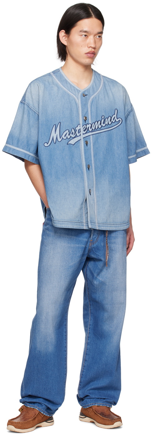 mastermind JAPAN Blue Embroidered Jeans mastermind JAPAN