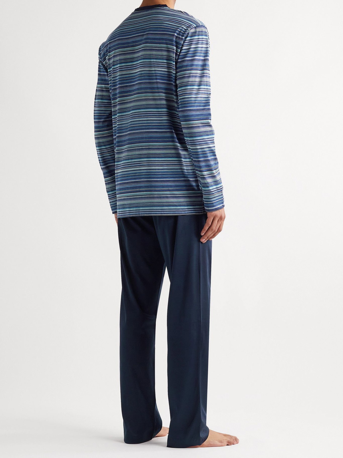 ZIMMERLI - Striped Filoscozia Cotton Pyjama Set - Blue Zimmerli